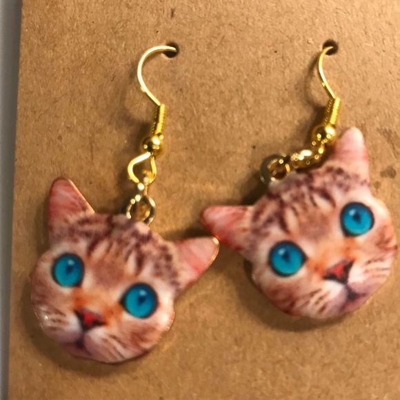 Jewelry | Dangle Cat Earrings With Gold Hooks | Poshmark